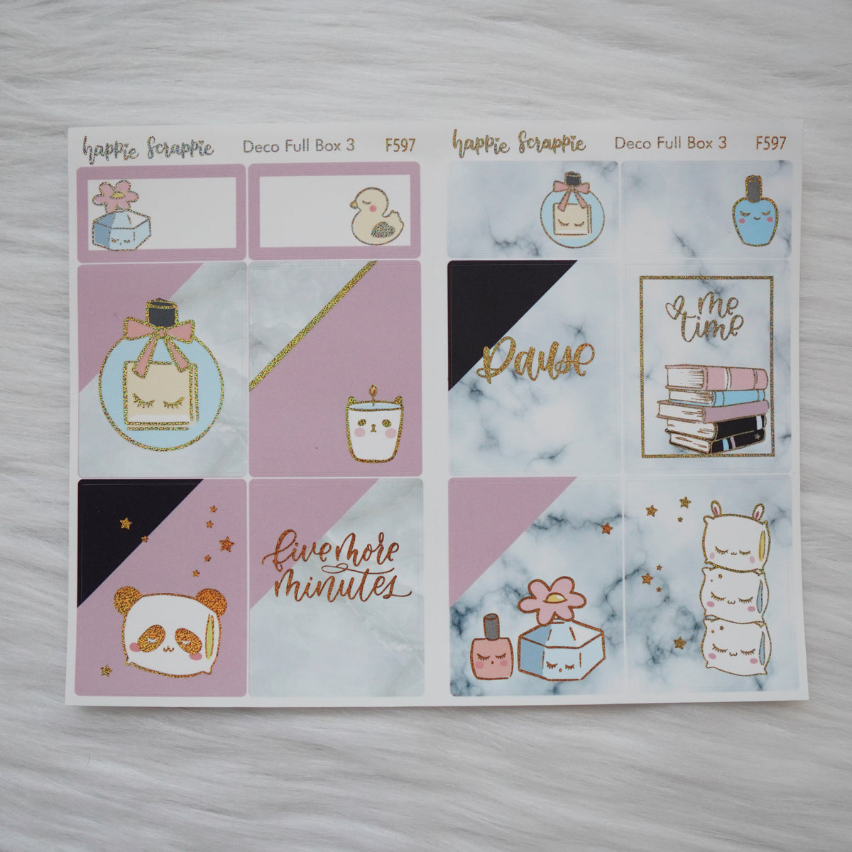 Sticker Kit - Me Time (3 Deco Full Boxes) - Foiled Stickers (F595 / F5 | HappieScrappie