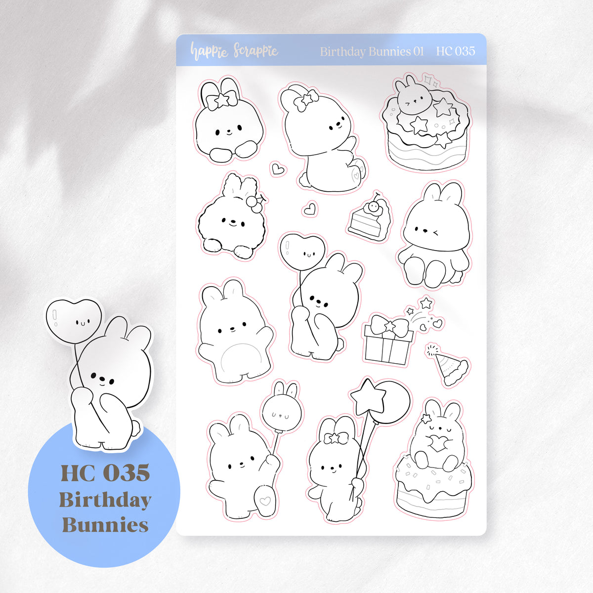 Deco Sticker : Birthday Bunnies // HC035-HC036 | HappieScrappie