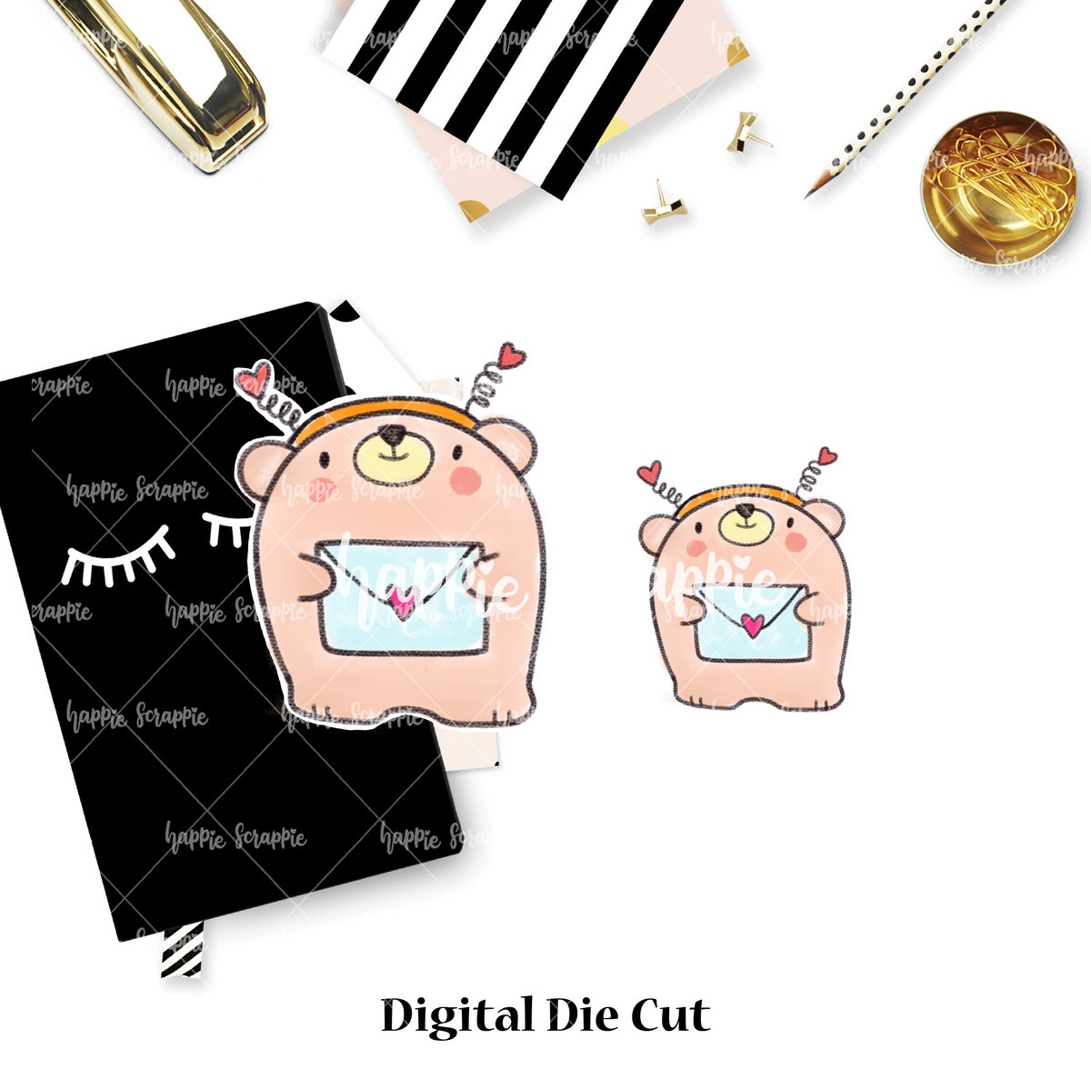 DIGITAL DOWNLOAD! - No Physical Product : Love Letter Bear | HappieScrappie