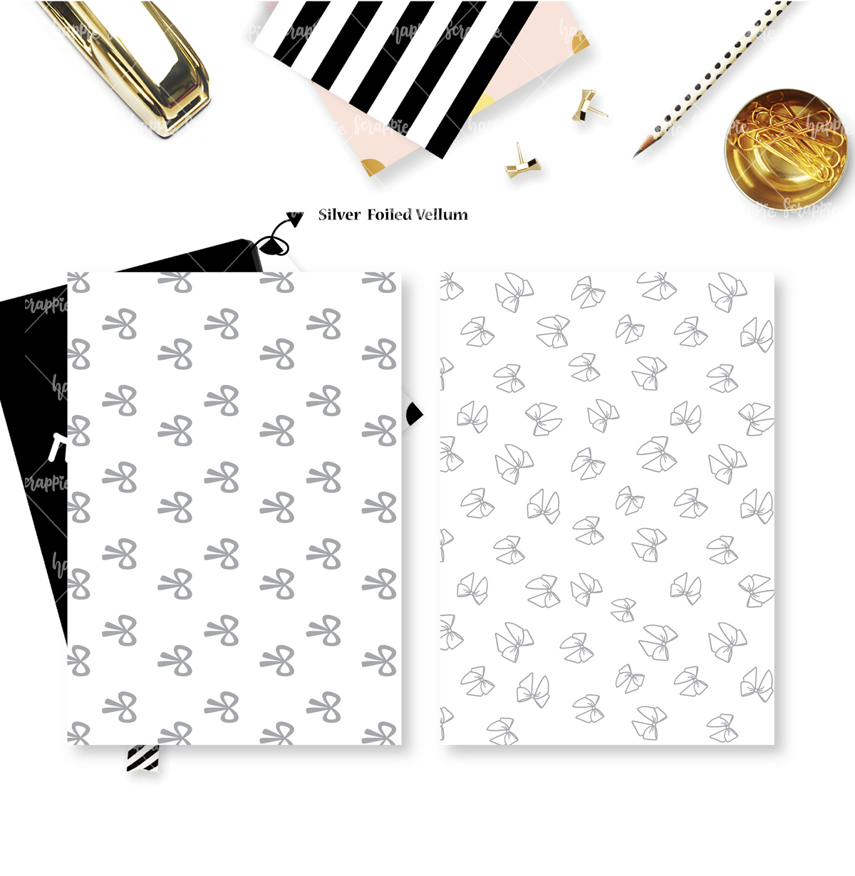Vellum : Silver Foiled Bowtiful (Set of 2) | HappieScrappie
