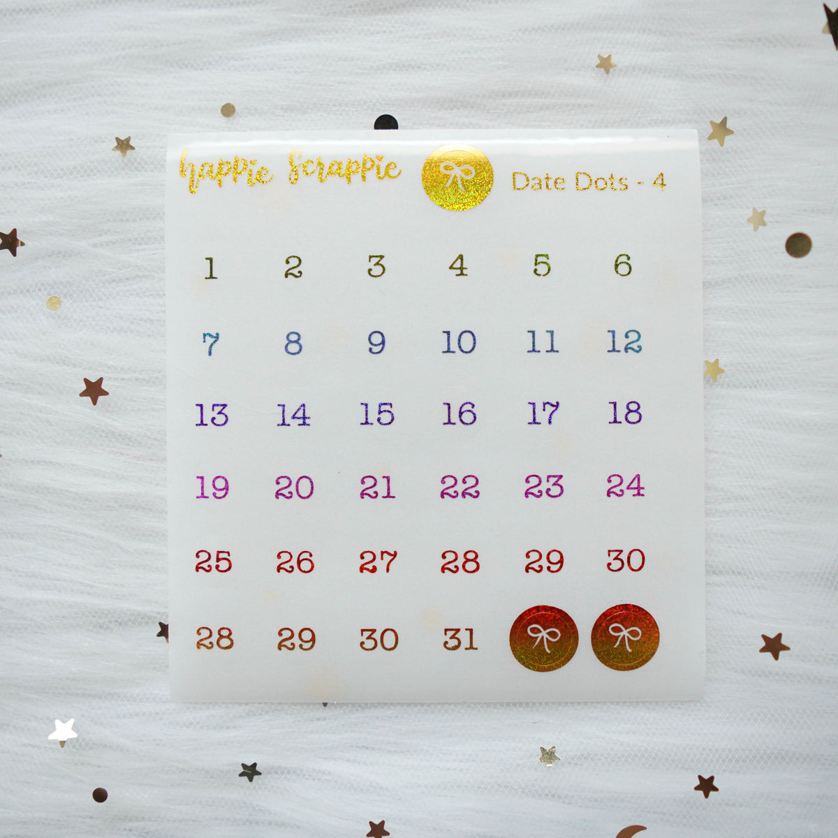 Mini Stickers : Date Numbers / Date Dots 4 (CLEAR Round) | HappieScrappie