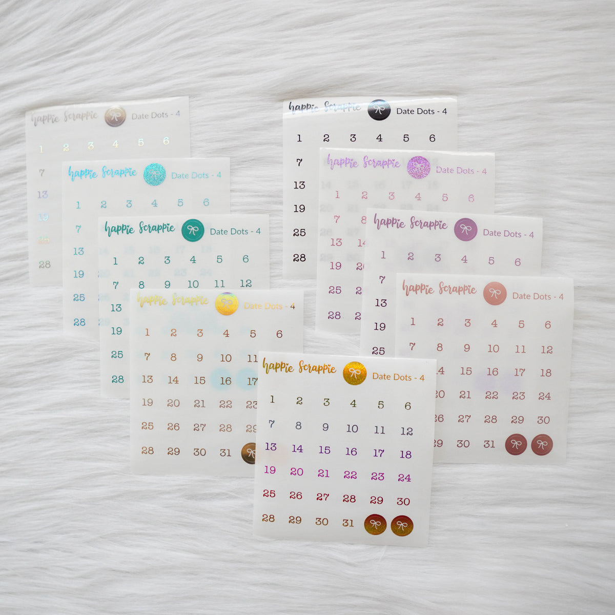 Mini Stickers : Date Numbers / Date Dots 4 (CLEAR Round) | HappieScrappie