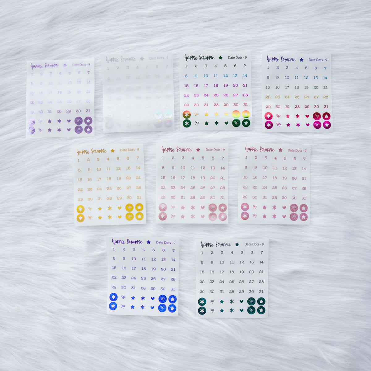 Mini Stickers : Date Numbers / Date Dots 9 (MINI CLEAR Round ...