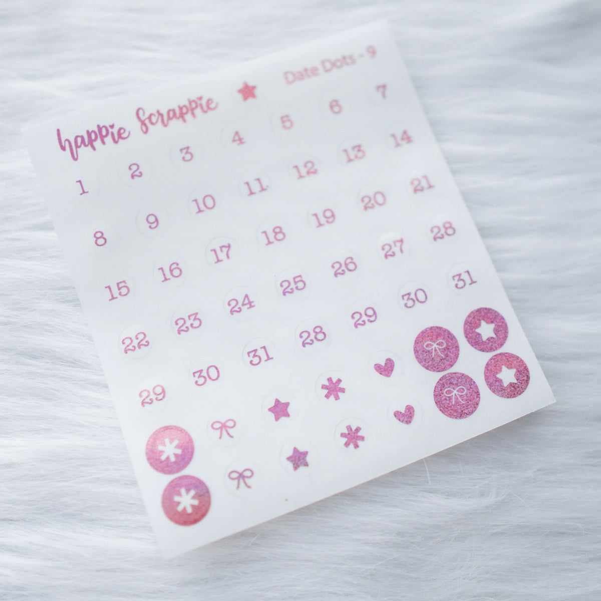 Mini Stickers : Date Numbers / Date Dots 9 (MINI CLEAR Round ...