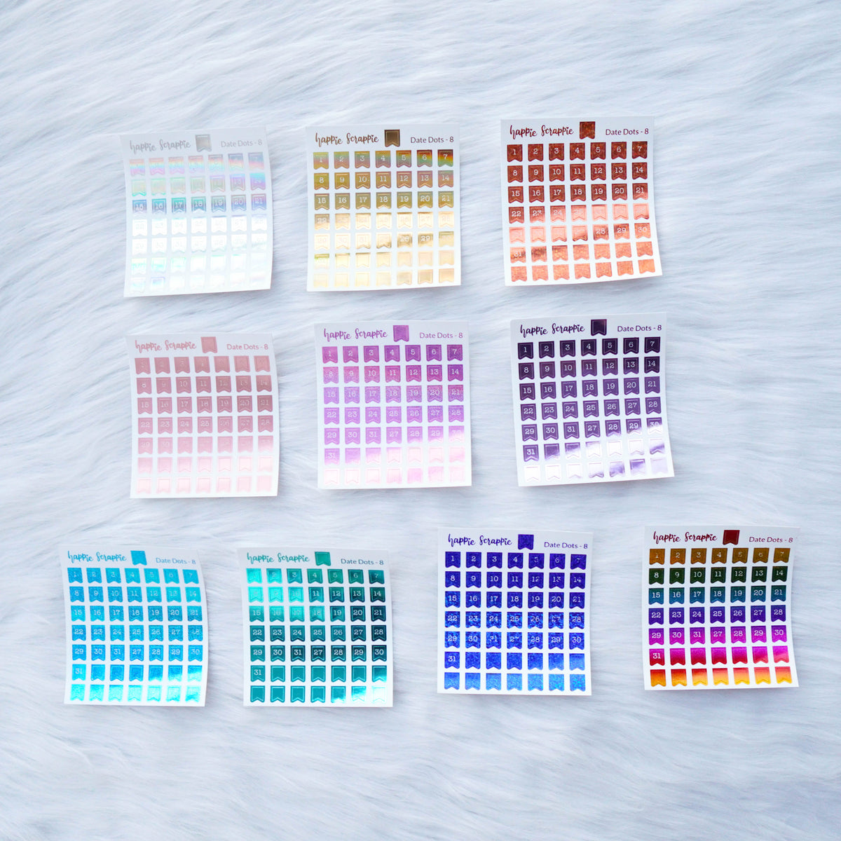 Mini Stickers : Date Numbers / Date Dots 8 (Flag) | HappieScrappie