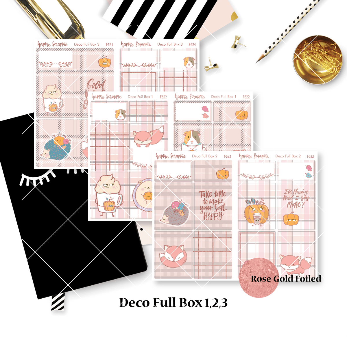 Sticker Kit - Warm & Fuzzy (3 Deco Full Boxes) - Foiled Stickers (F622 | HappieScrappie