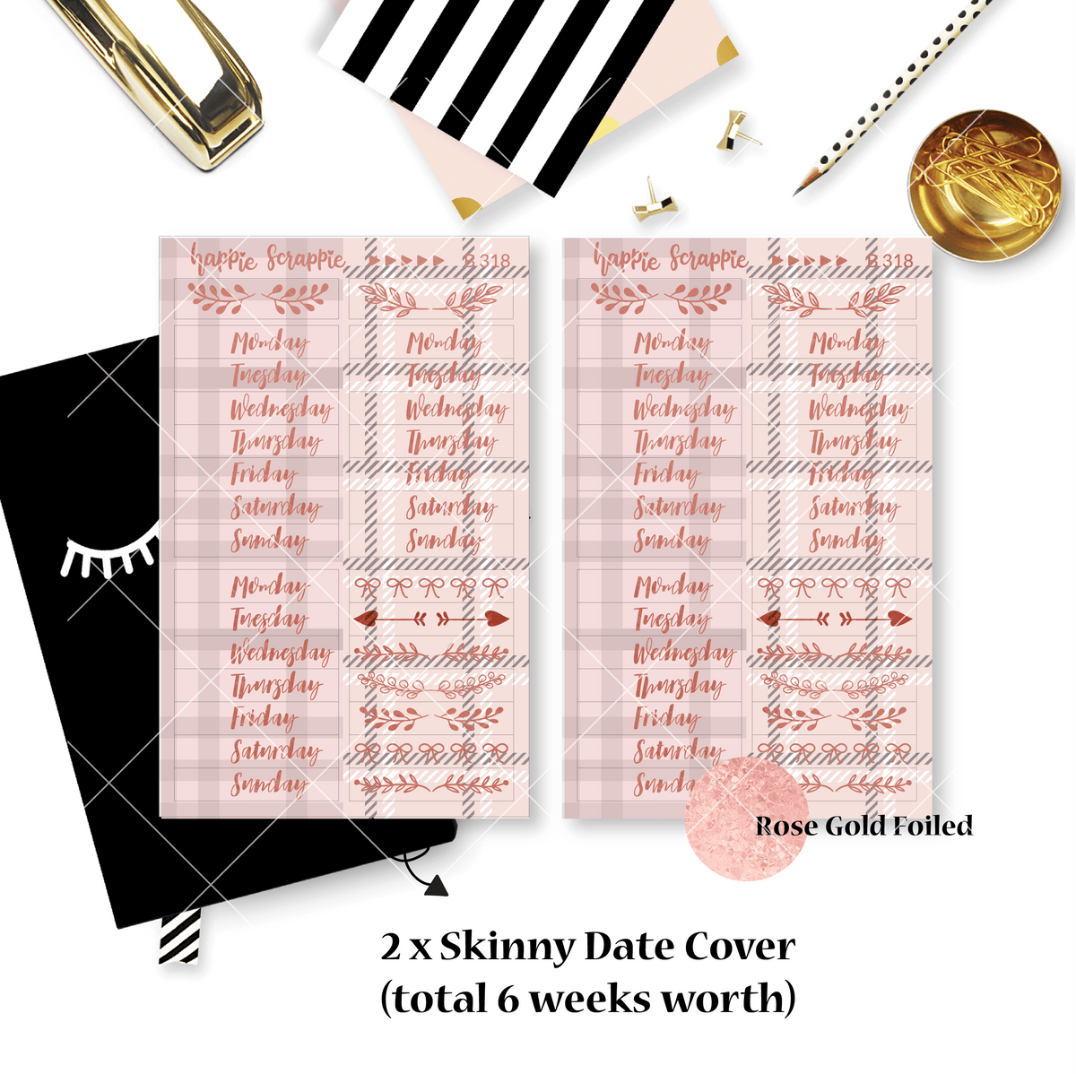 Planner Stickers : Skinny Date Cover // Warm & Fuzzy (2 Foiled sheets ...