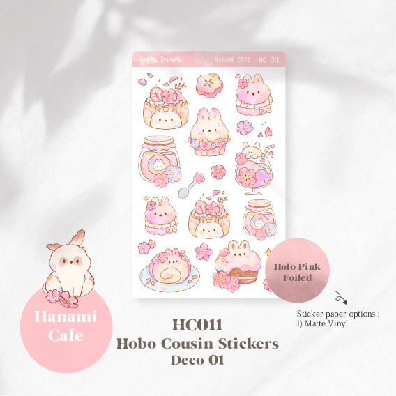Hobo Cousin Sticker : Hanami Cafe // Holo Pink Foiled (HC011 - HC025 ...