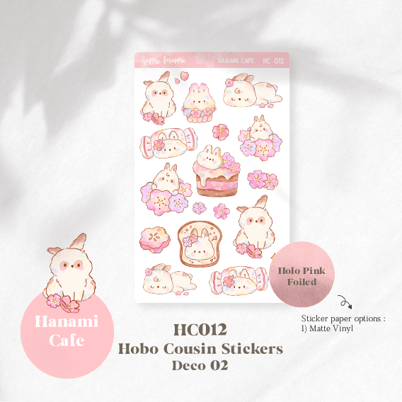 Hobo Cousin Sticker : Hanami Cafe // Holo Pink Foiled (HC011 - HC025 ...